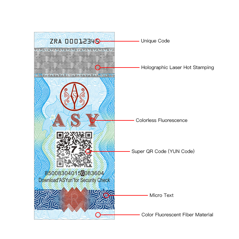 Security Excise Tax Stamp Sticker - ASY Anti-forgery