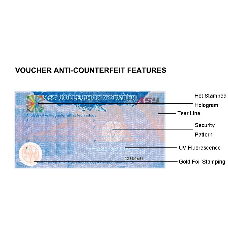 Custom Printing Security Collection Voucher - ASY Anti-forgery